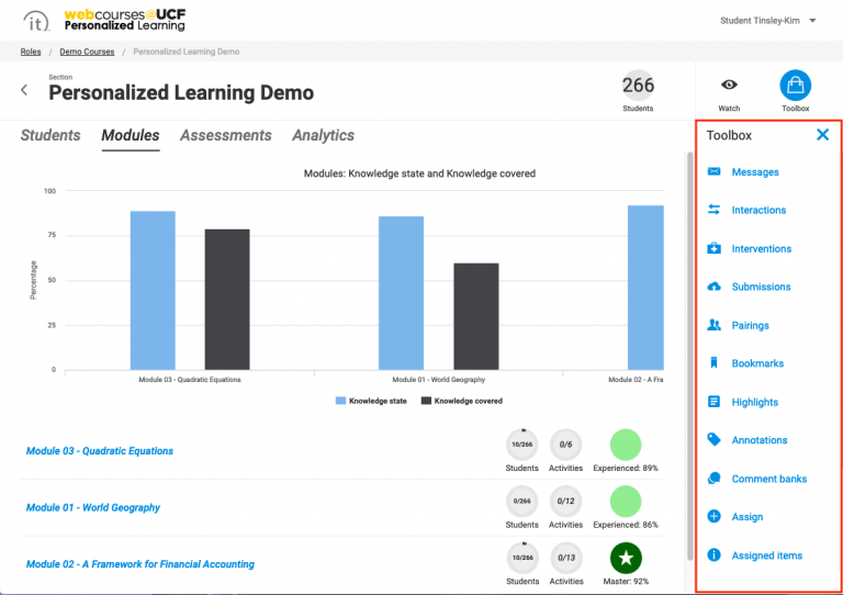RealizeIt Instructor Toolbox Features